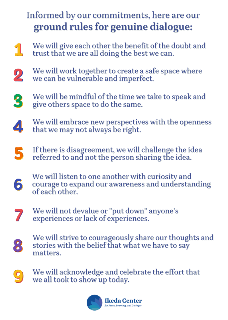 Ground Rules for Genuine Dialogue | Ikeda Center for Peace, Learning ...